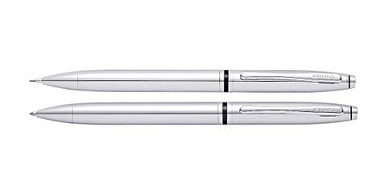 CROSS Avitar Polished Chrome Ballpoint Pen and Pencil Set 0.7mm ...