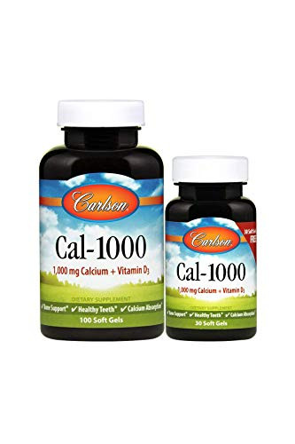 Carlson - Cal-1000 1000 mg Calcium Vitamin D3 Bone Support Healthy ...