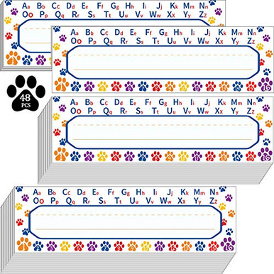 48 Pieces Paw Prints Name Plates Alphabet Name Tags Table Desk ...