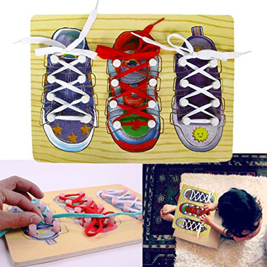 DIY Shoe Lace Tying Board - Learn to Tie Your Shoe Laces Wooden Puzzle ...