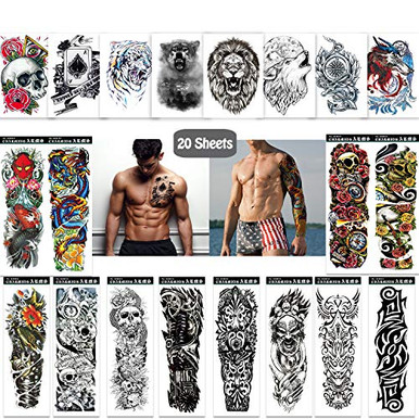 Extra Large Temporary Tattoos for Men Women 20 Sheets Realistic Full ...