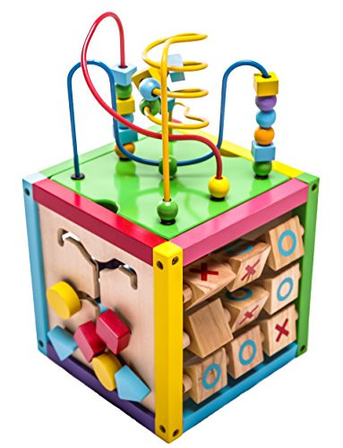 MMP Living 6-in-1 Play Cube Activity Center - Wood, 8" - 6 Sided ...