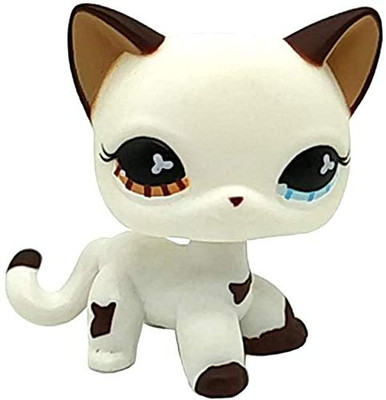Greneric Littlest Pet Shop LPS Toy Mini Pet Toys Brown-Blue Eyes White ...