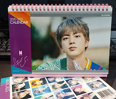 BTS Desk Calendar 2020-2021 with Stickers Set jin 2 - Warehousesoverstock