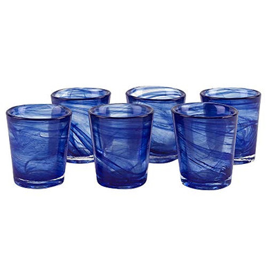 Badash - The Alabaster Glass 6 pc Shot Glass Set (Cobalt Blue ...