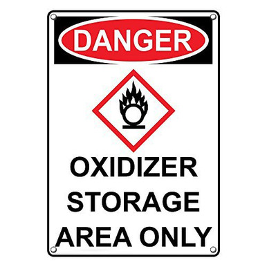 Weatherproof Plastic Vertical OSHA-GHS Danger Oxidizer Storage Area ...