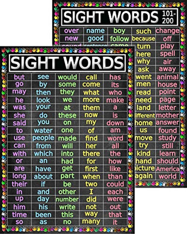 Sight Words 1 to 200 Posters - Laminated 14x19-5 - Educational Charts ...