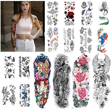 Temporary Tattoos for Woman 16 Sheets Halloween Temporary Sleeve ...