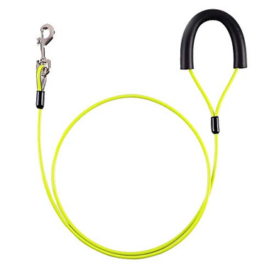 SOMIDE 5ft Dog Tie Out Cable Leash with Soft Black Leather Handle for ...