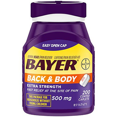 Bayer Back Body Aspirin 500mg Coated Tablets Pain Reliever with 32-5mg ...