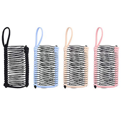 Uspeedy- 4 Pieces Stretch Banana Clip for Women Elastic Double Combs ...