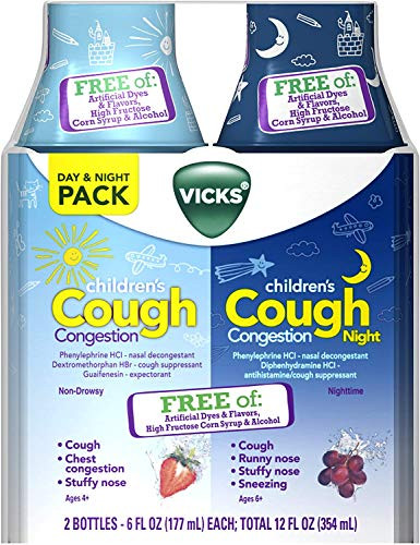 Vicks Children Cough Congestion Relief Free of Dyes Flavors Combo Non ...