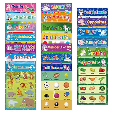 20Pack Educational Preschool Posters for Kids Toddlers Learning ...