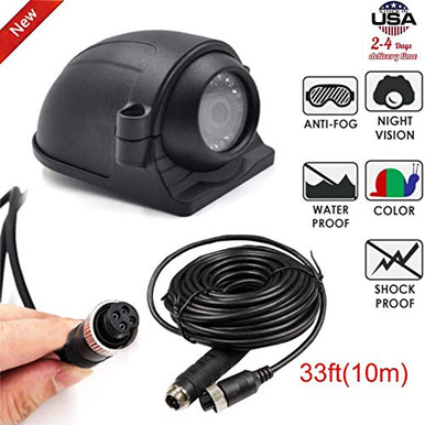 4 PIN Heavy Duty Truck Bus 12V 24V CCD Side View Camera + 33Ft ...