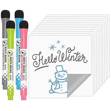 12 Pack Dry Erase Sticky Notes with 4 Magnetic Fine Tip Markers with ...