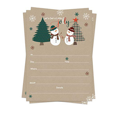 Snow Fun Christmas Party Invitations 25 Pack Fill-in Blank Style with ...