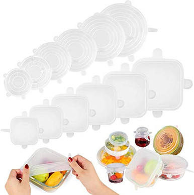 Silicone Stretch Lids Set of 12 Reusable Durable Food Storage Covers ...