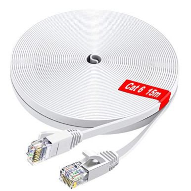 Cat 6 Ethernet Cable 50 ft - Internet Network Cable High Speed Flat LAN ...