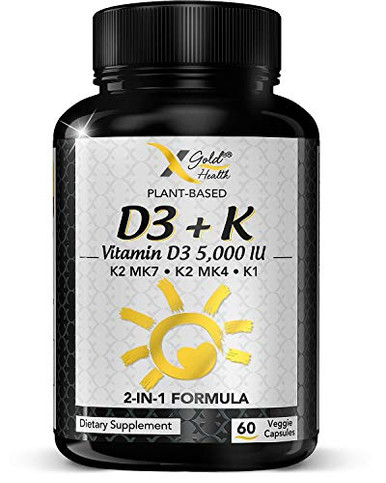 Vitamin D3 K Complex Supplement Vitamin D3 5000 IU with Vitamin K2 MK7 ...