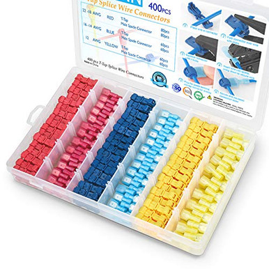 TICONN 400pcs T-Tap Wire Connectors Self-Stripping Quick Splice ...