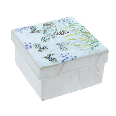 Capiz Boxes Shell Keepsake Box with Sea Turtles Medium 3 Inch ...