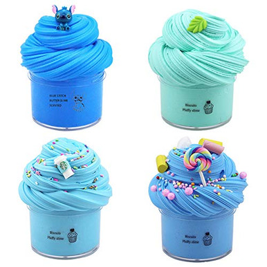 simuer 4 Pack Blue Butter Slime Kit with Blue Candy Slime Blue Stitch ...