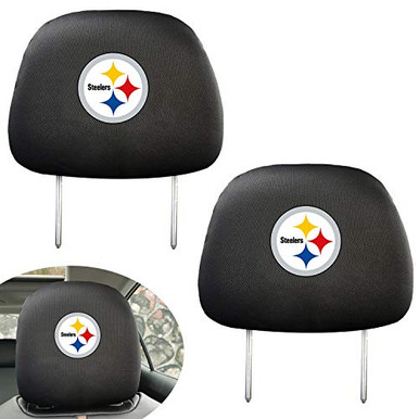 Goodcover 2Pcs Black Steelers Headrest Cover Enhance The Visual Beauty ...
