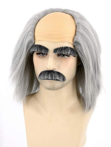 Topcosplay Mad Scientist Wig Old Man Wig Halloween Costume Bald Wigs ...