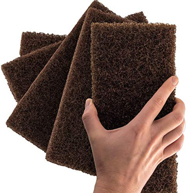Heavy Duty XL Brown Scouring Pad 5 Pack. 10 x 4.5in Large Multipurpose ...