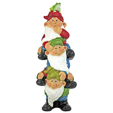 Design Toscano Garden Gnome Statue - Tower of Three Gnomes - Outdoor ...