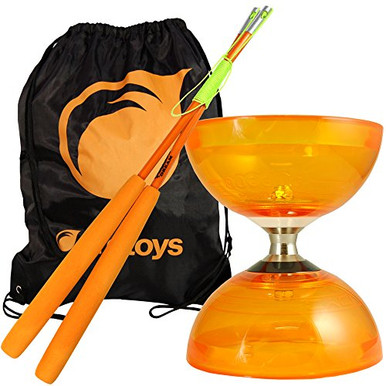 Orange Cyclone Quartz 2 Diabolo & Orange Superglass Diablo Sticks Set ...