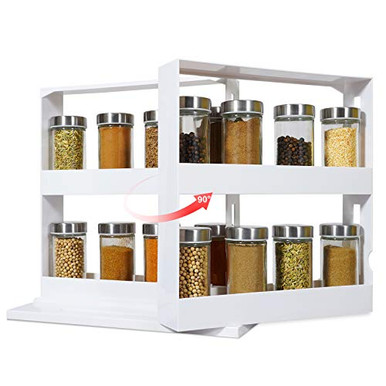 Rotating Spice Rack Plastic Seasoning Spice Jar Rack Storage 2 Tier ...