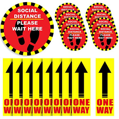 20 Pieces One Way Directional Arrows Signs and Social Distance Floor ...