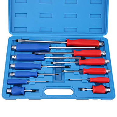 Screwdriver with Go-Thru Handle Shaft Mechanics Slotted Crossed ...