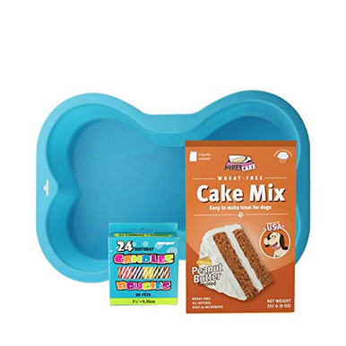 Puppy Cake Mix Dog Birthday Cake Kit in 5 Flavors with Bone Silicone ...