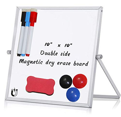 Small Desktop White Board - 10 x 10 Portable Mini Calendar Dry Erase ...