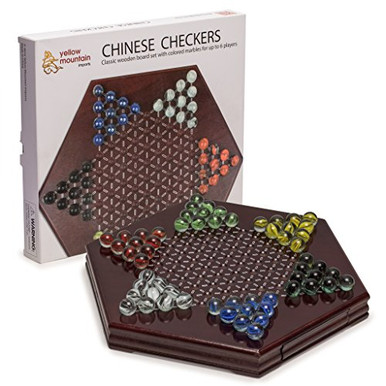 Yellow Mountain Imports Chinese Checkers, Halma Wooden Game Set (12 ...