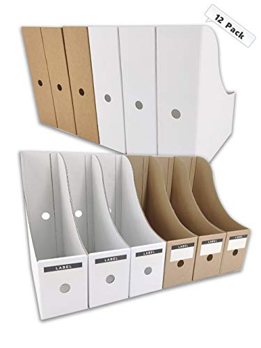 HUAPRINT Magazine File Holder6 Brown 6 White-Folder Holder Desk File ...