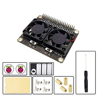 Raspberry Pi Fan 4B Dual Cooling Fans and Automatic Discoloration LED Raspberry Pi GPIO ...