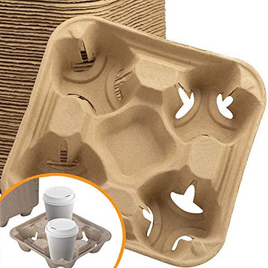 50 Pack Biodegradable Carboard 4 Cup Holder Drink Carrier-Eco-Friendly ...