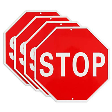 YOPAY 4 Pack 12 Inch Stop Sign 12 x 12 inch Road and Street Slow ...