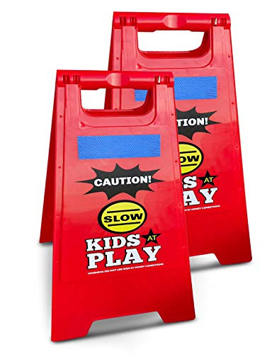 Caution Kids at Play Safety Signs 2-Pack - Slow Down - Reflective ...