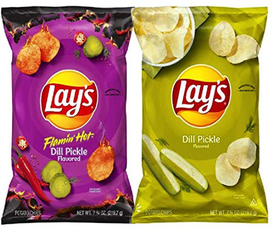 NEW Lay s Flamin Hot Dill Pickle- Original Dill Pickle Flavored Potato ...