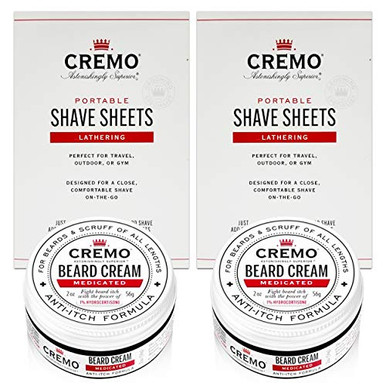 Cremo Beard Cream Bundle Kit for Men - 2 Pack Anti Itch Medicated Beard ...