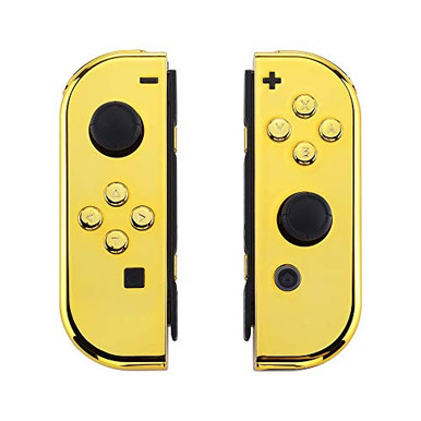 eXtremeRate Chrome Gold Joycon Handheld Controller Housing with Full ...