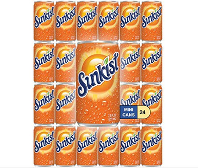 Sunkist Orange Soda Mini Soda Cans 7-5 oz Soft Drinks Bulk Snacks Pack ...