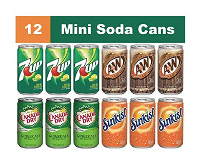 Mini Soda Cans Variety Mix 12 Pack of 7-5 Fl Oz Soft Drinks A W Root ...