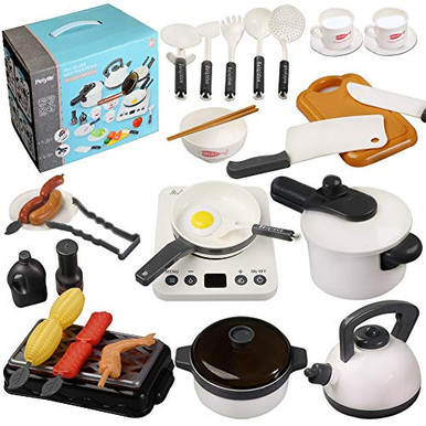 QDH Play Kitchen Accessories Kitchen Set for Kids Pretend Play Cooking ...