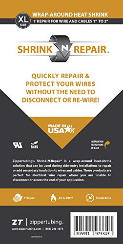 Shrink-N-Repair - Wrap-Around Heat Shrink for XL Wire Diameters from 1 ...