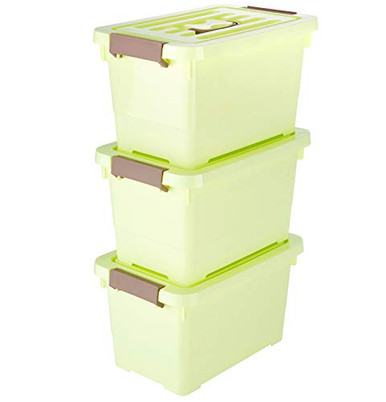 WYT Green Plastic Storage Container Bins 3 Pack Modular Stackable ...